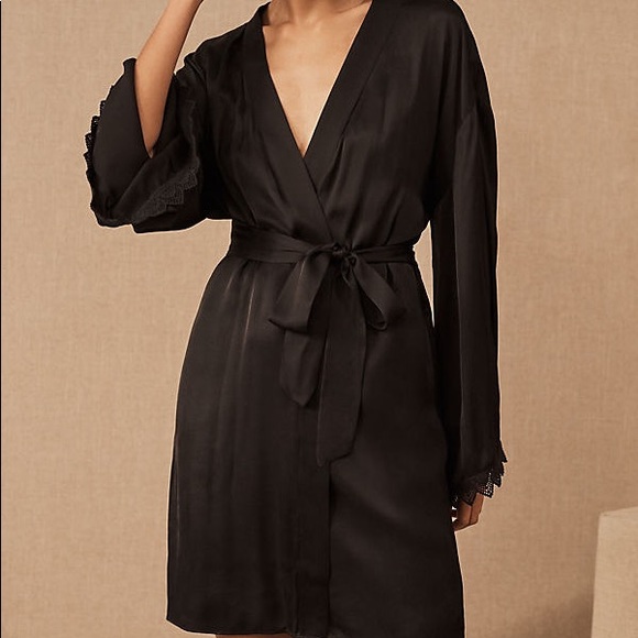 BHLDN | Intimates & Sleepwear | New Bhldn Silky Matine Robe In Black ...